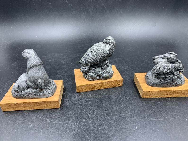 Wildlife Figurines Set: Bald Eagle, Prairie Dog, Pelican, Cold-cast ...