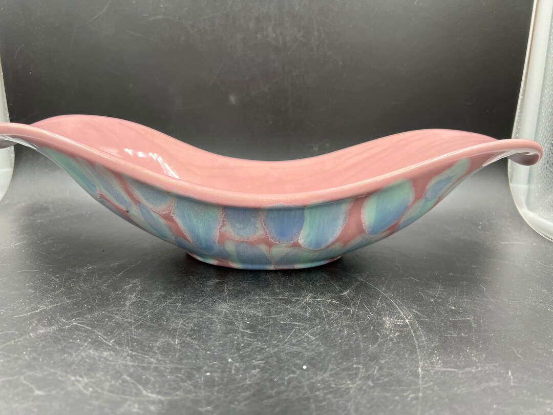 Royal Haeger R466 Mauve Agate Console Centerpiece Bowl Pink Blue Mid ...