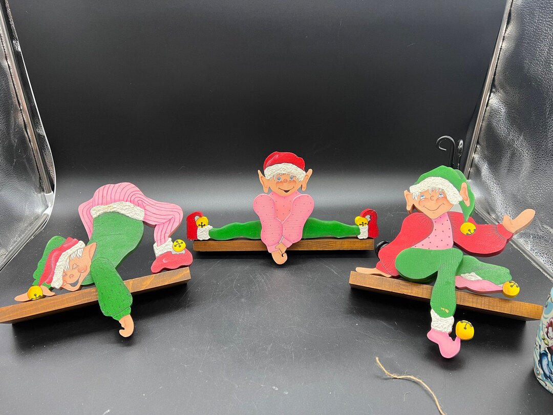 Handmade and Tole Painted Elf Shelf Sitters Set of 3 - Etsy