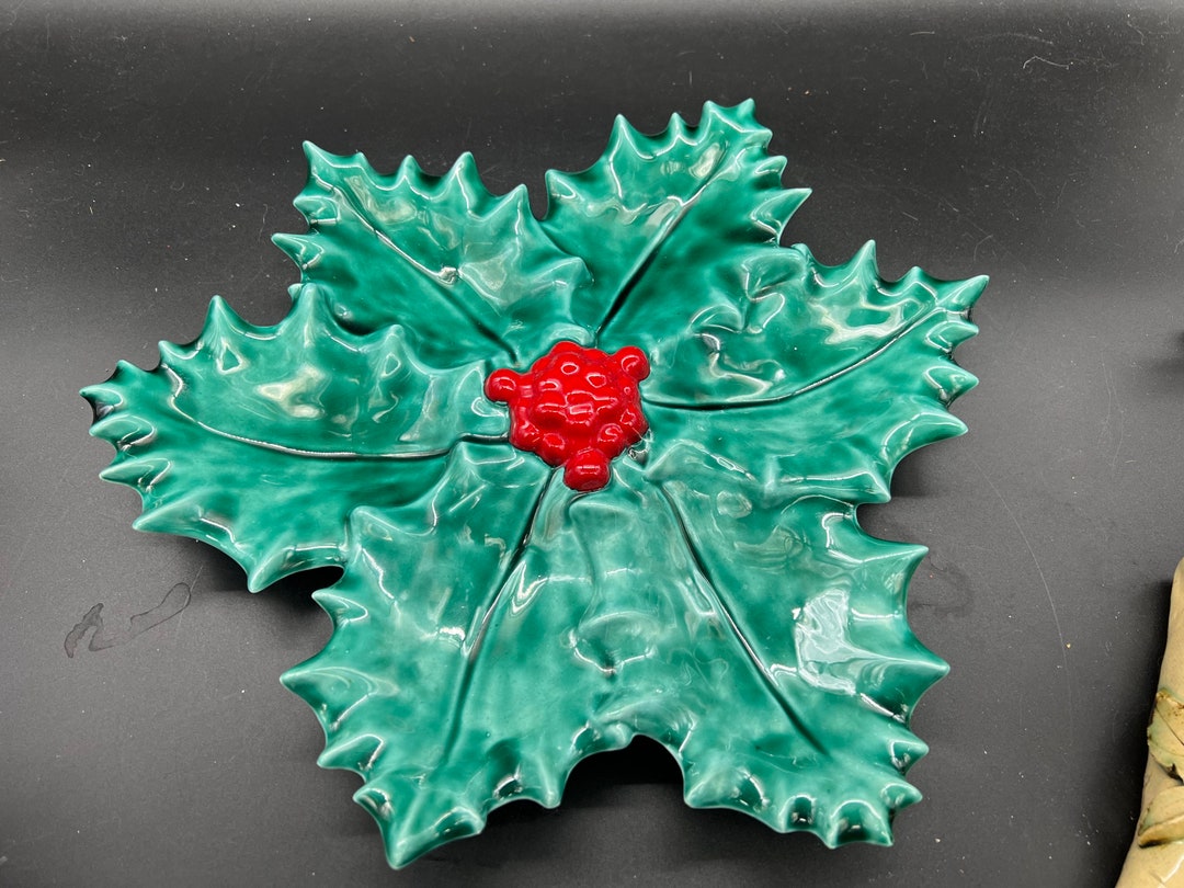 Jamar Mallory Studio Ceramic Hand Painted Christmas Holly and Berry ...