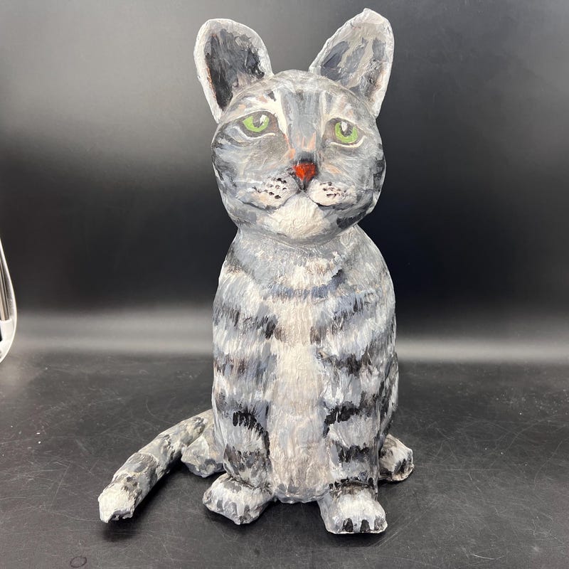 Paper Mache Cat - Etsy