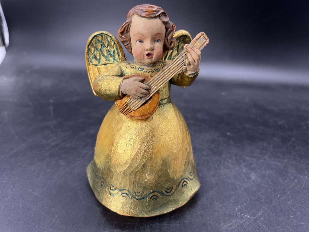 Vintage Rennaisance Style Musical Angel Plays Silent Night Papier Mache ...