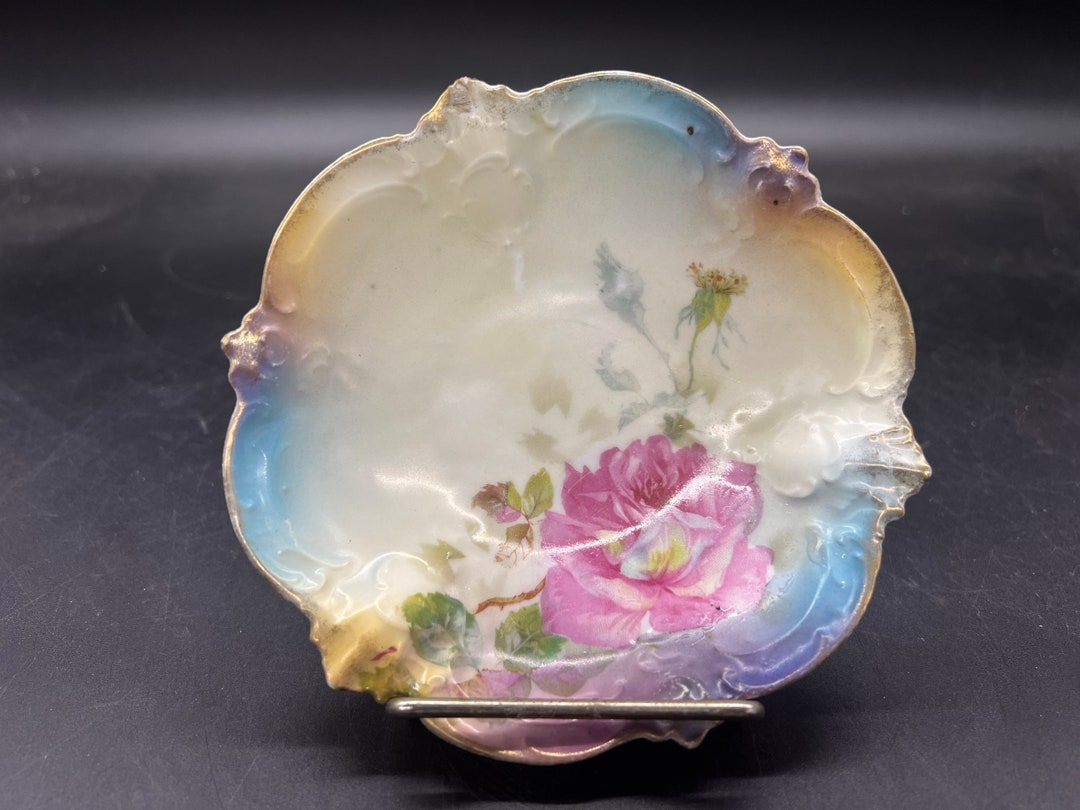 RS Prussia Porcelain Berry Bowl Trinket Dish Hand-painted Rose Antique ...