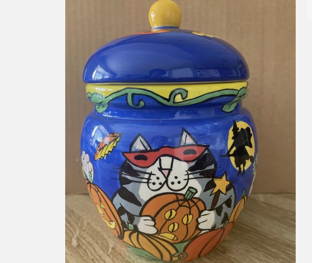 Catzilla Halloween Canister Candace Reiter Retired Kitty Cat Treat Jar ...
