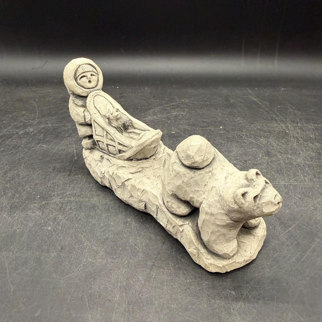 Vintage Glacial Ice Age Child on Sled, Polar Bear 7”, Alaskan, ACE - Etsy