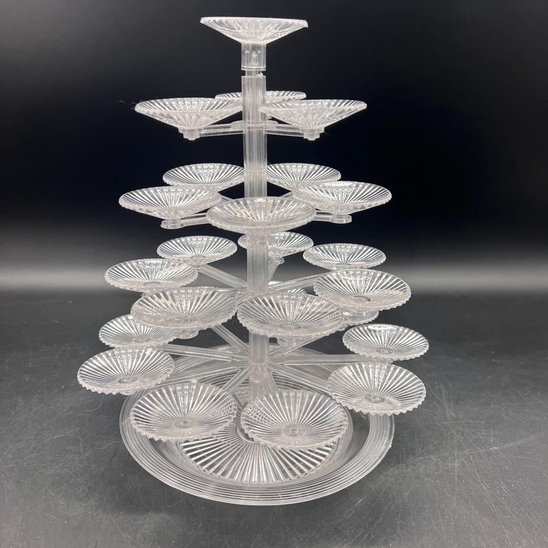 Mid Century Crystal Tree Revolving Plastic Serving Display Cupcakes ...