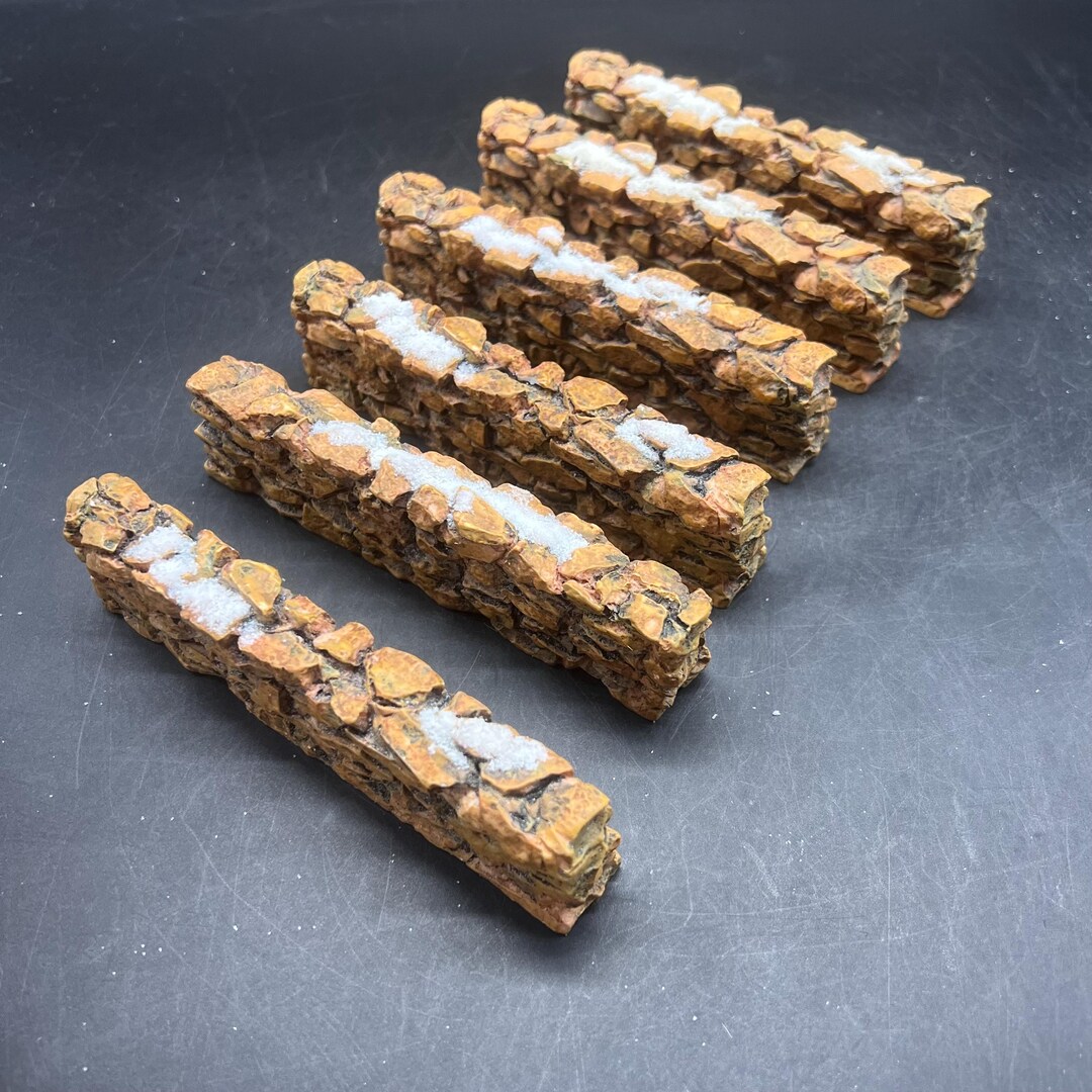 Dept 56 Resin Stone Wall Sections Set of 6 Putz Christmas Village FREE ...