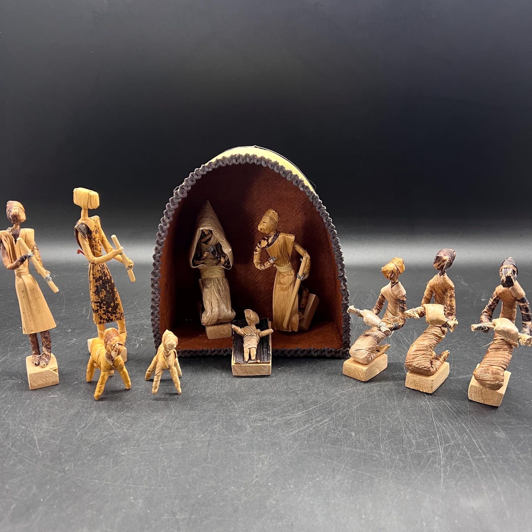 Primitive Nativity Set 11 Pieces Banana Fiber Africa FREE SHIPPING - Etsy