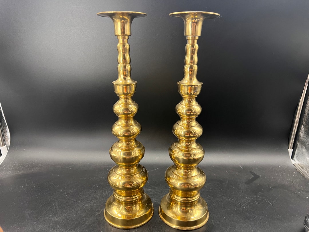 Vintage Mid Century Brass Altar Candle Holder Set of 2 - Etsy