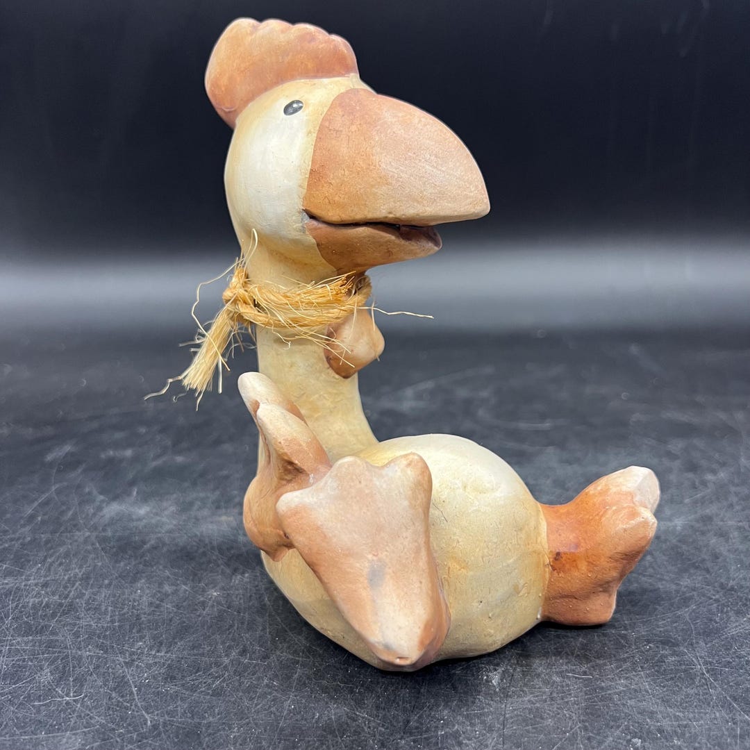 Vintage Goofy Ceramic Chicken Figurine - Hand Painted - Etsy