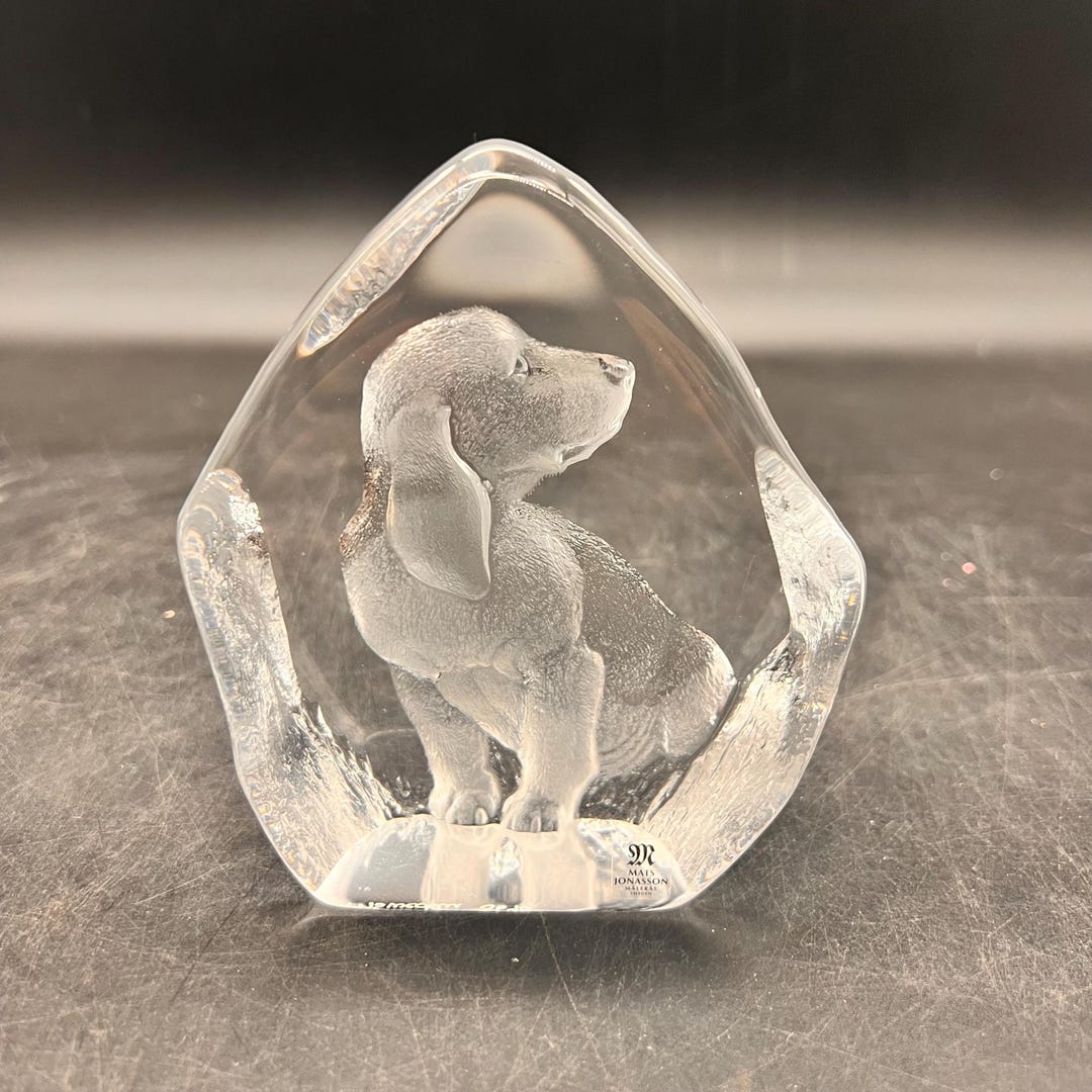 Mats Jonasson Maleras Sweden Etched Crystal Dog Dachshund Paperweight ...