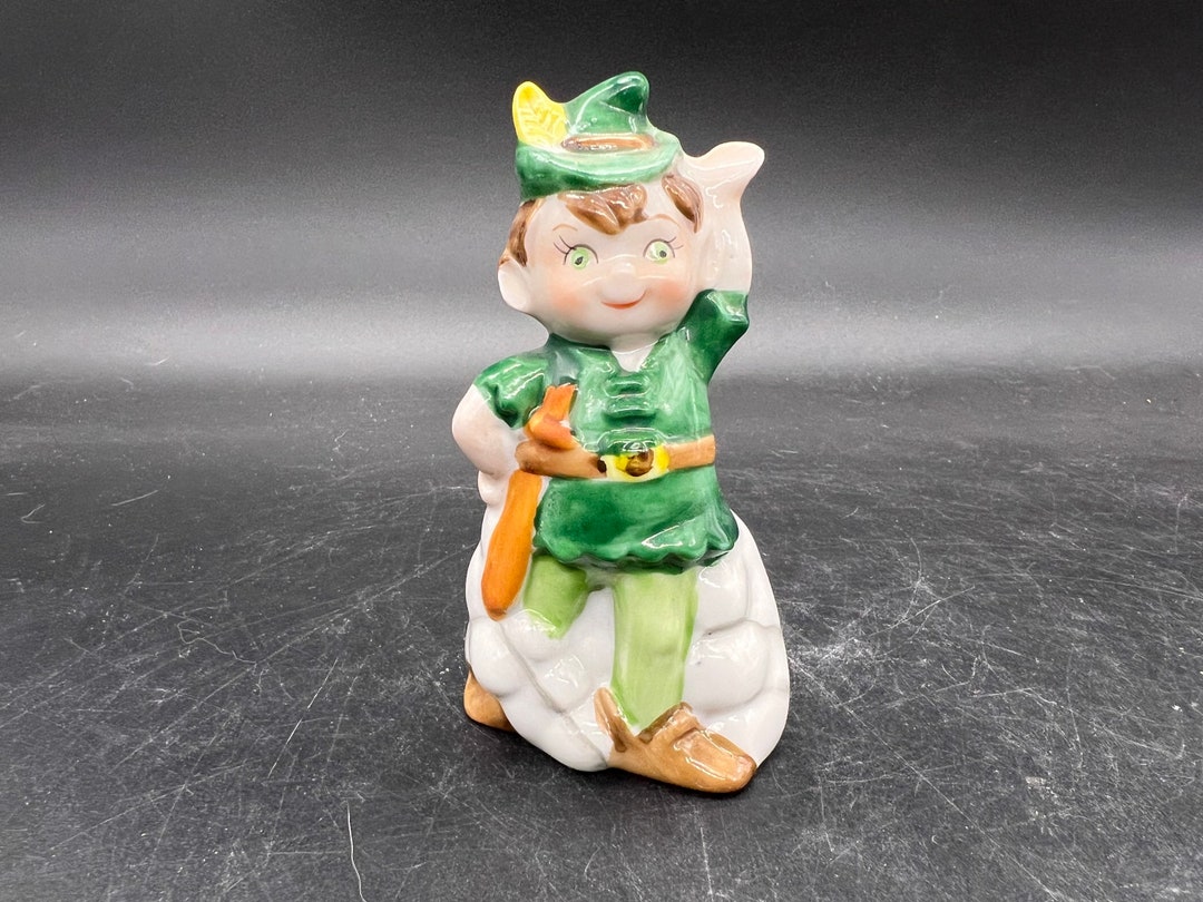 JSNY Leprechaun Peter Pan Robin Hood Bisque Porcelain Figurine Bell ...