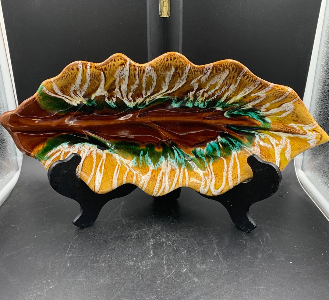 Vallauris Pottery France Console Bowl Mid Century Modern Drip Glaze MCM ...