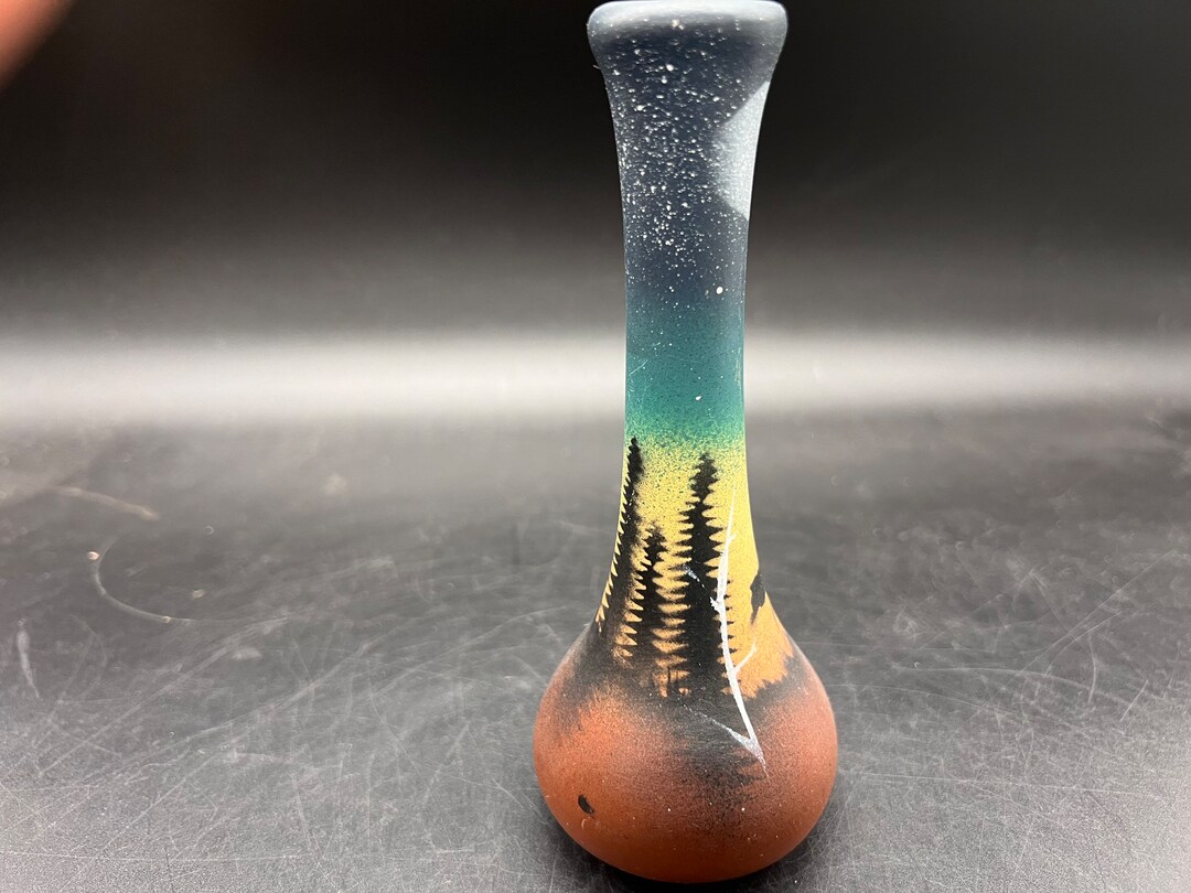 Vintage RW Adamson Pottery Bud Vase, Wolf & Pine Tree Silhouette - Etsy