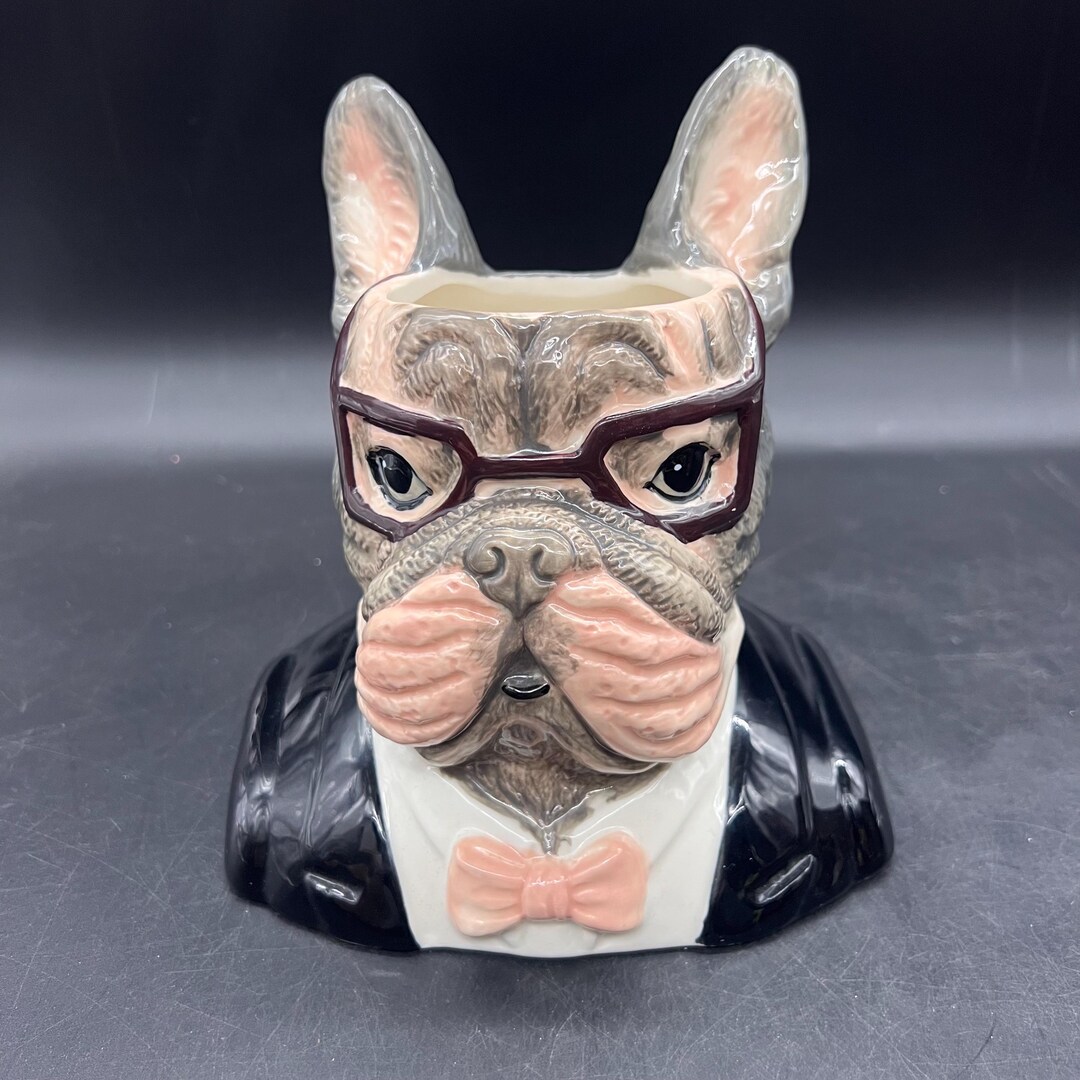 West Elm Dapper Animal French Bulldog Frenchie Figural Planter 6.75 ...
