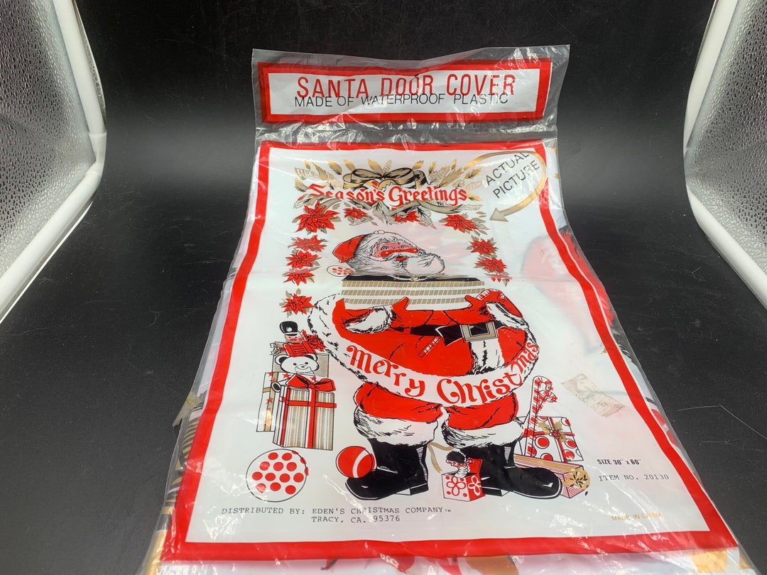 Jolly Santa Plastic Door Cover New in Package New Old Stock Vintage ...