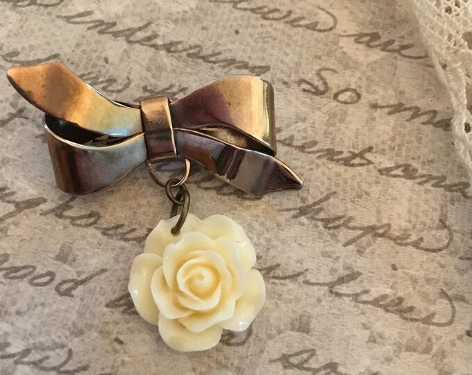 Vintage Rose Bow Pin - Etsy