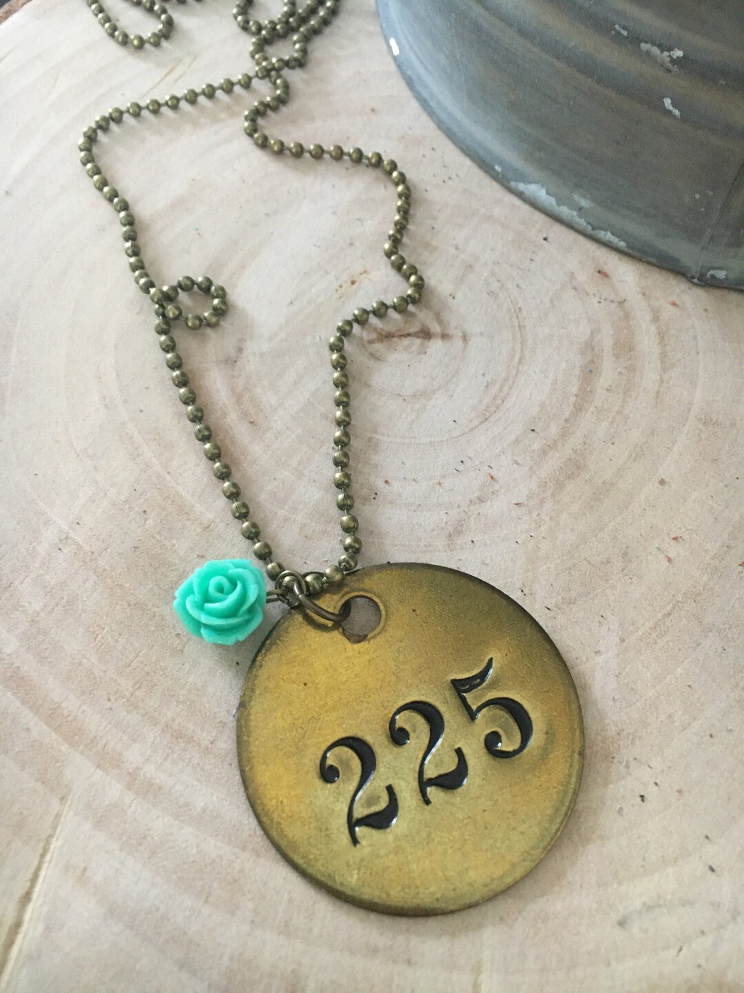Locker Tag Necklace, Vintage Locker Tag Necklace, Repurposed Locker Tag ...