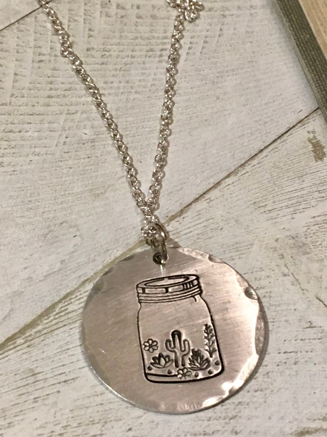 Mason Jar Stamped Necklace, Hand Stamped Jewelry, Minimalist Necklace ...