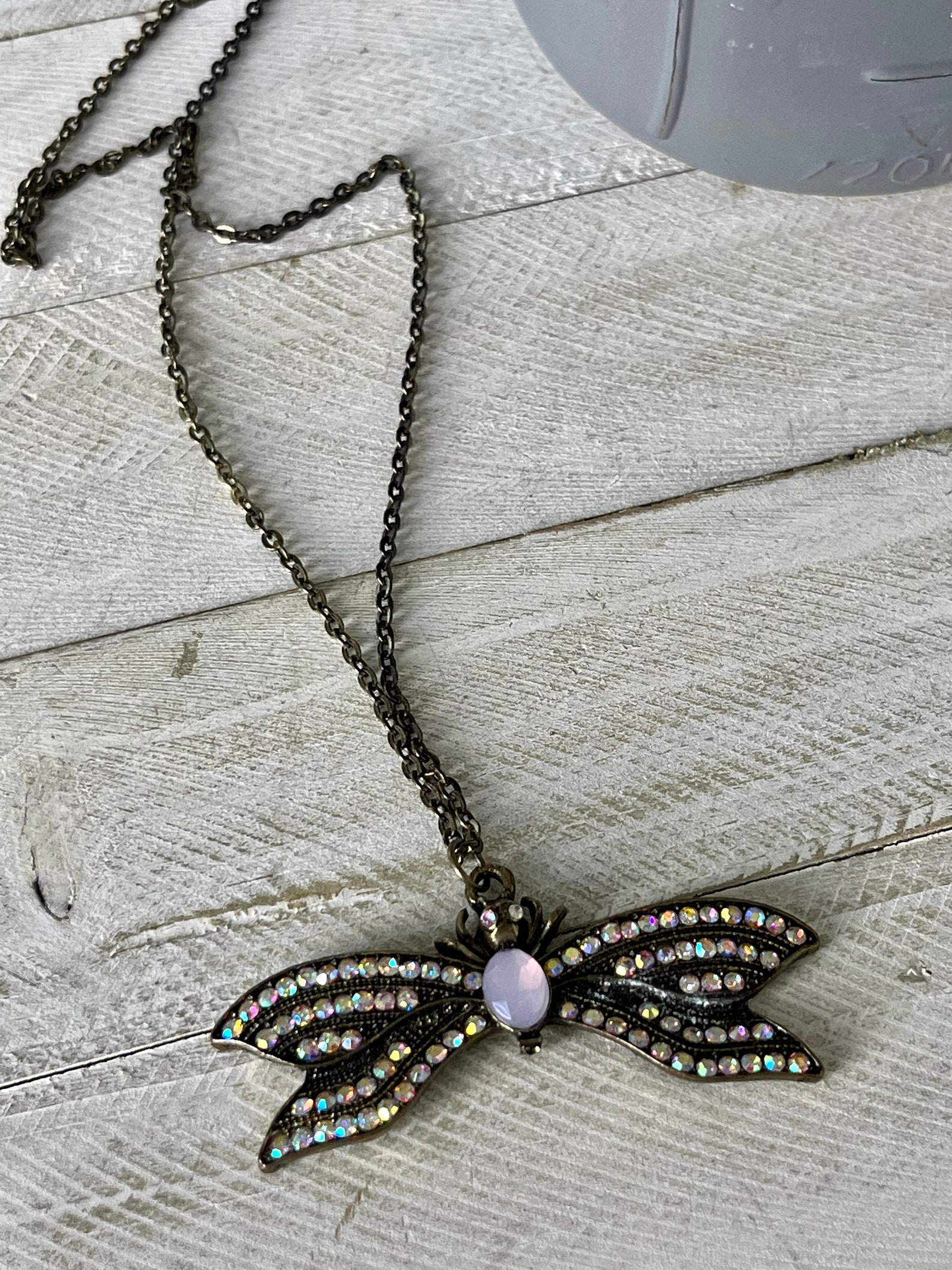 Dragon Fly Necklace, Rhinestone Dragon Fly Necklace, Dragon Fly Jewelry ...