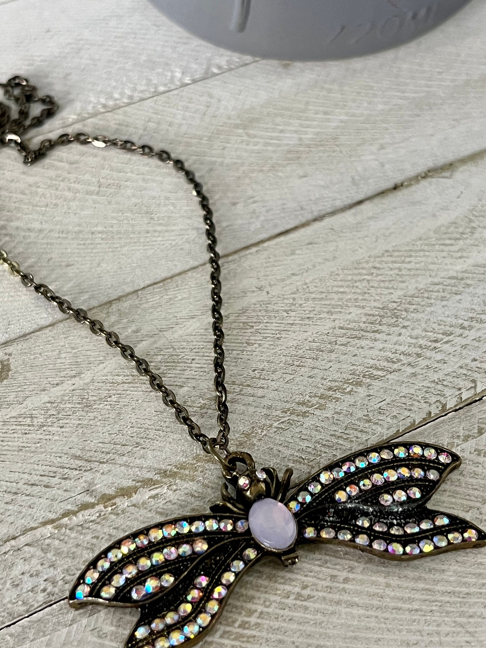 Dragon Fly Necklace, Rhinestone Dragon Fly Necklace, Dragon Fly Jewelry ...