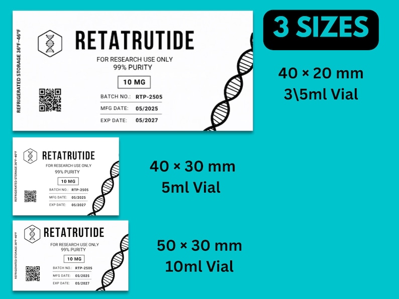 Editable Peptide Vial Label Design 40x20mm | Customizable Canva ...