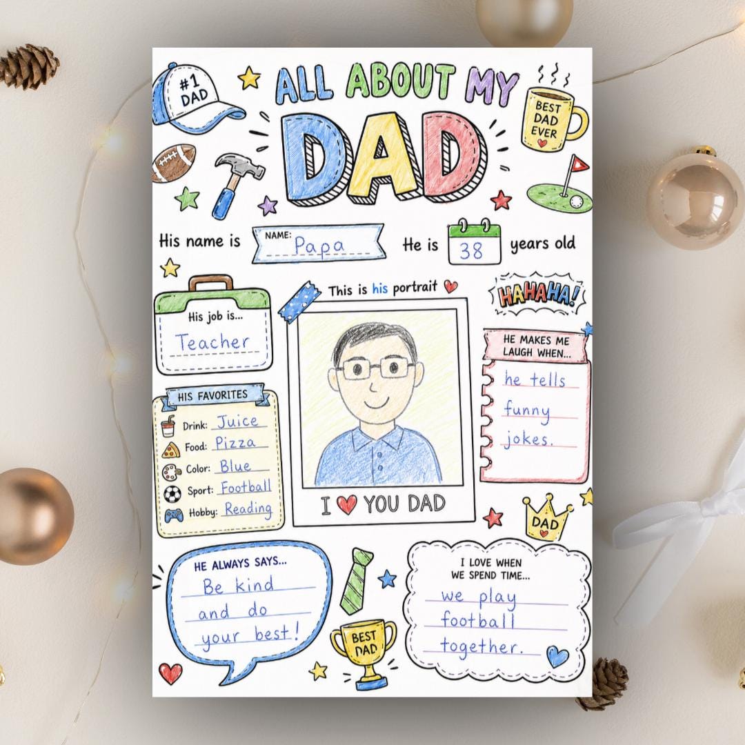 Father’s Day Questionnaire | All About My Dad Printable Coloring Page ...
