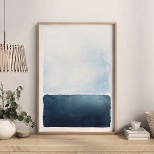 Abstract Blue Seascape A3 or A4 Art Print, Blue and Navy Graphic Poster ...