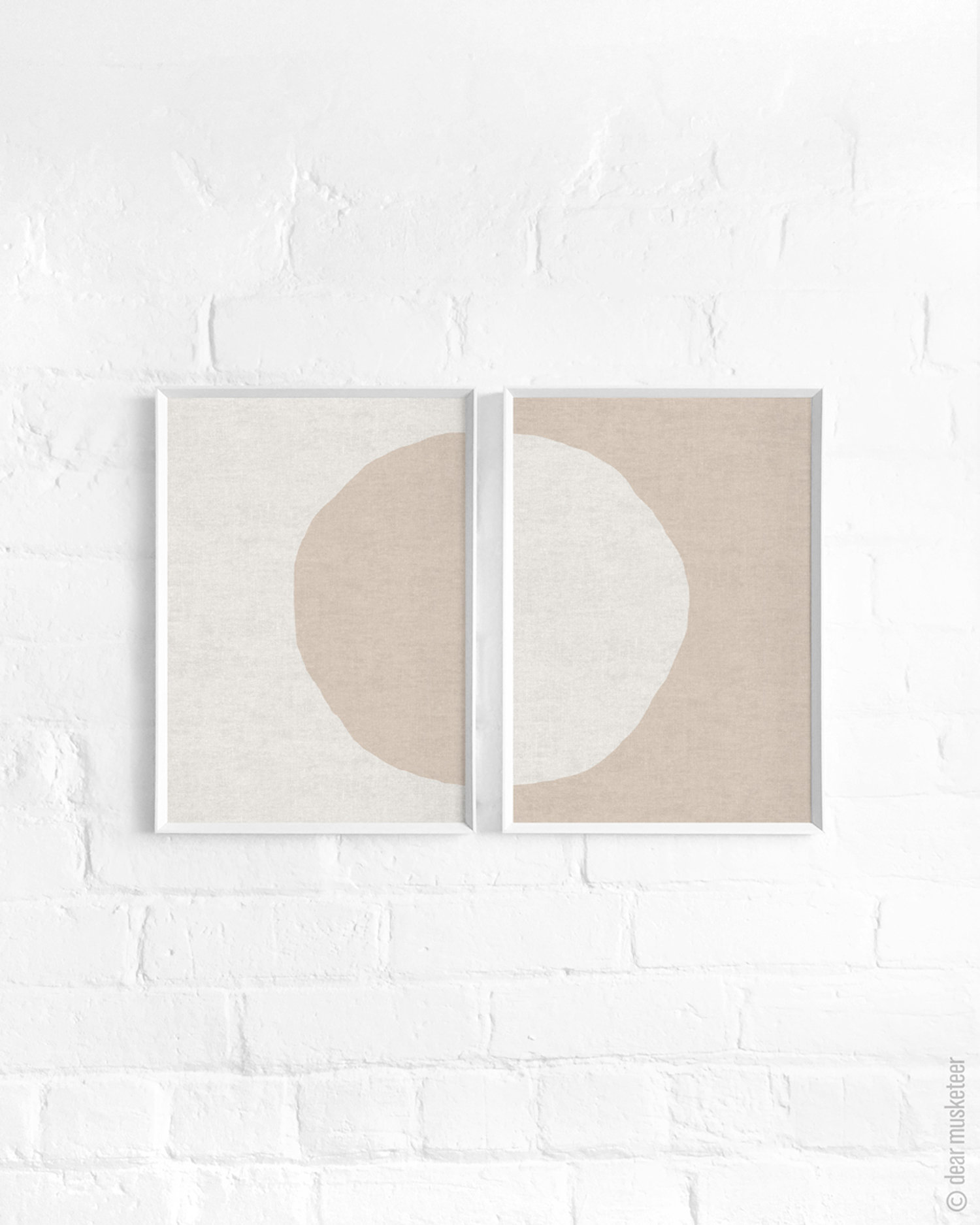 Blush and Beige Linen Circles A3 or A4 Art Print Pair Pale | Etsy