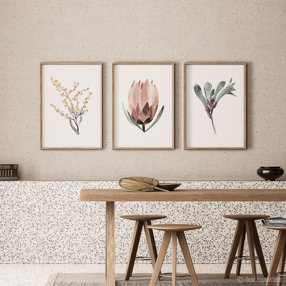 Australian Native Flower A1 or A2 Art Print Set, Painted Abstract ...