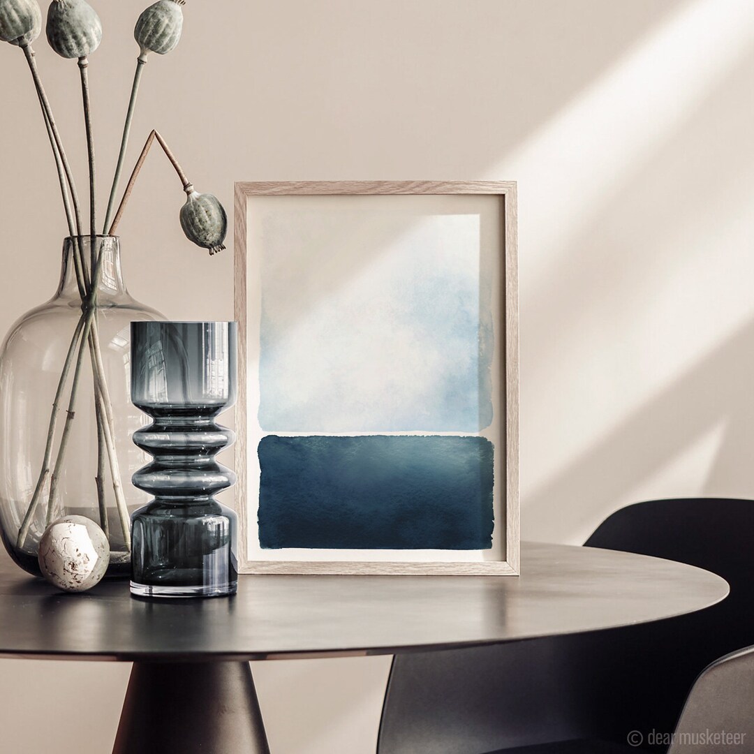 Abstract Blue Seascape A3 or A4 Art Print, Blue and Navy Graphic Poster ...