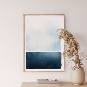 Abstract Blue Seascape A3 or A4 Art Print, Blue and Navy Graphic Poster ...