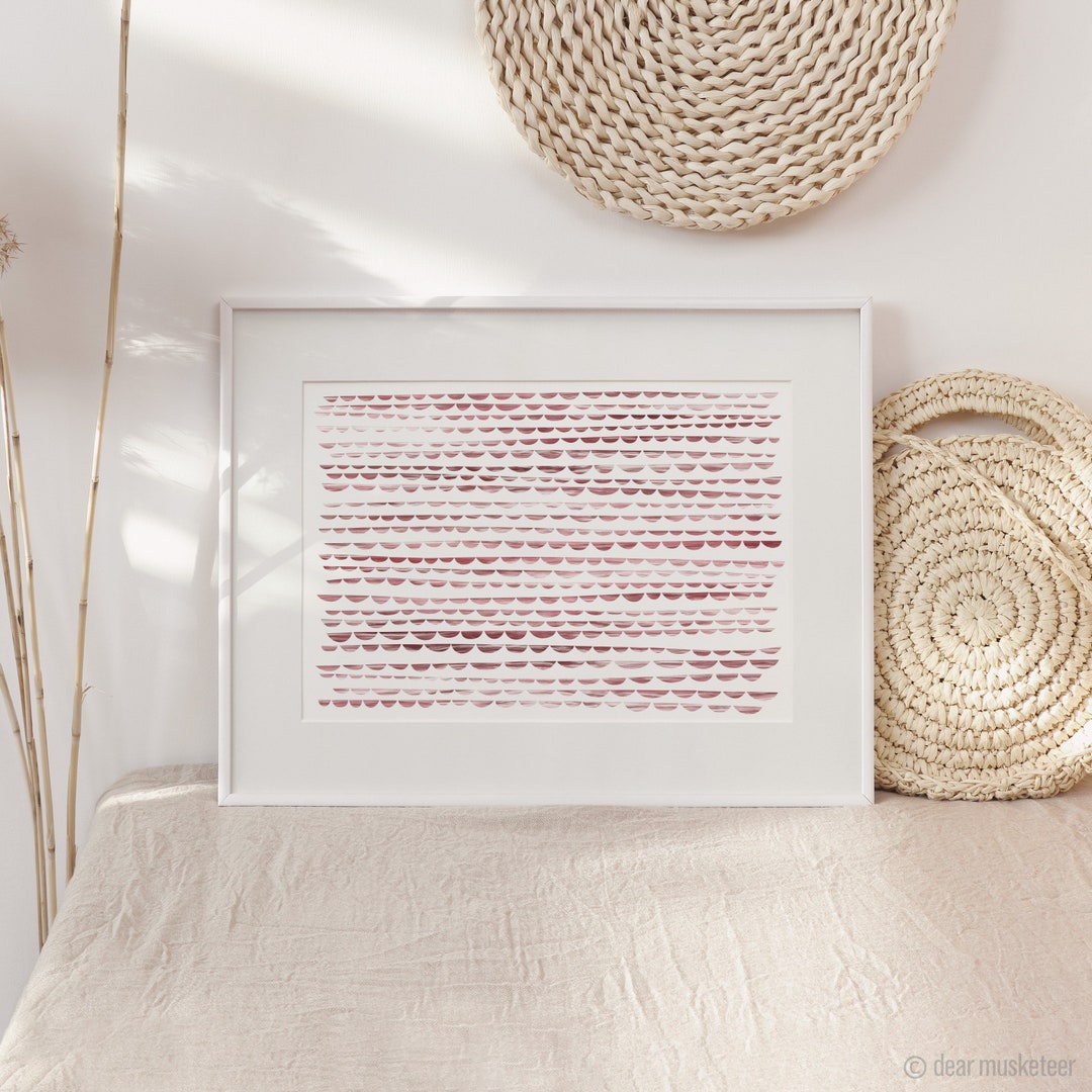 Rust Waves and Stripes A3 or A4 Art Print Pair, Abstract Shibori ...