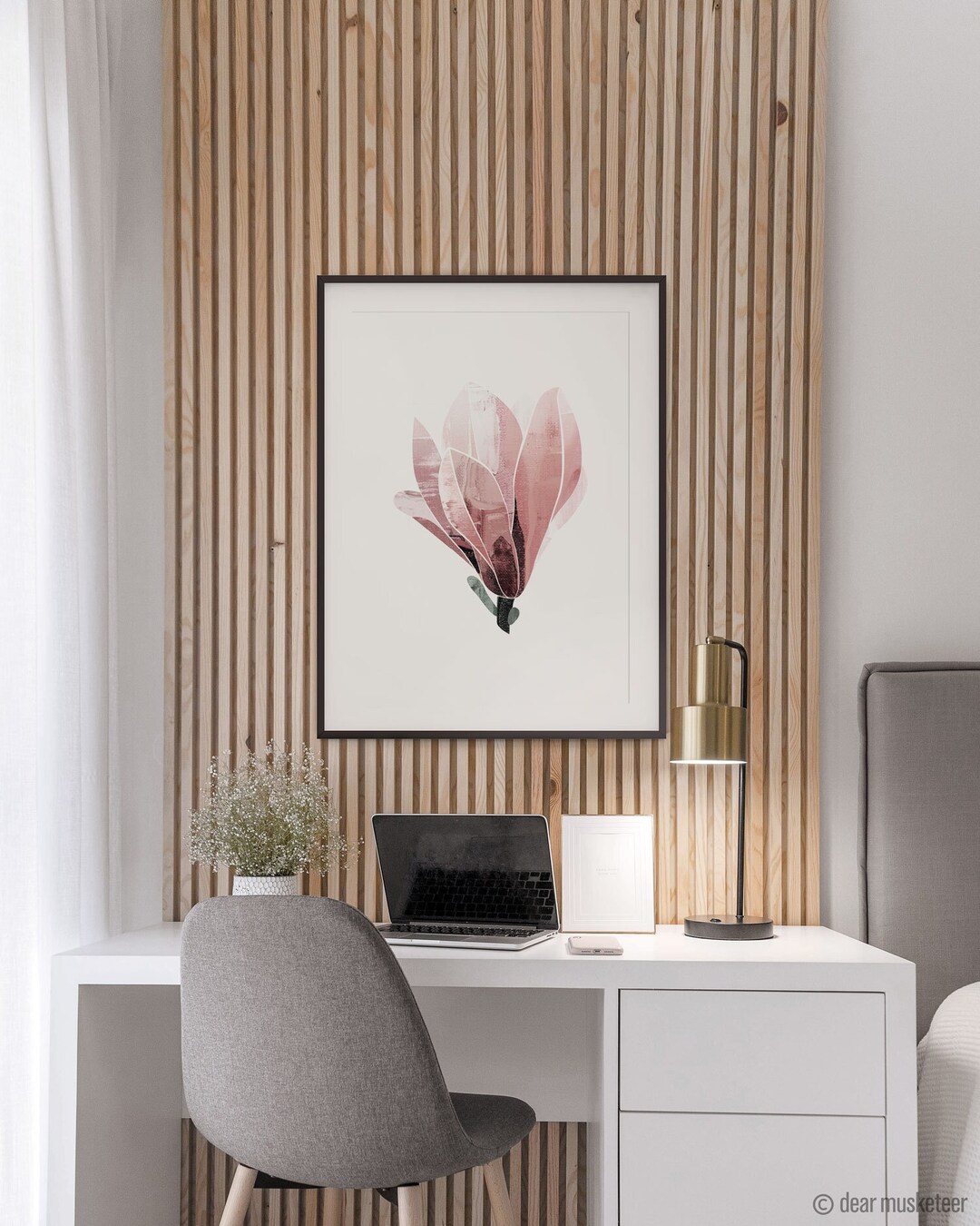 Magnolia Painted Abstract Art Print, Abstract Pinks, Floral Plant ...