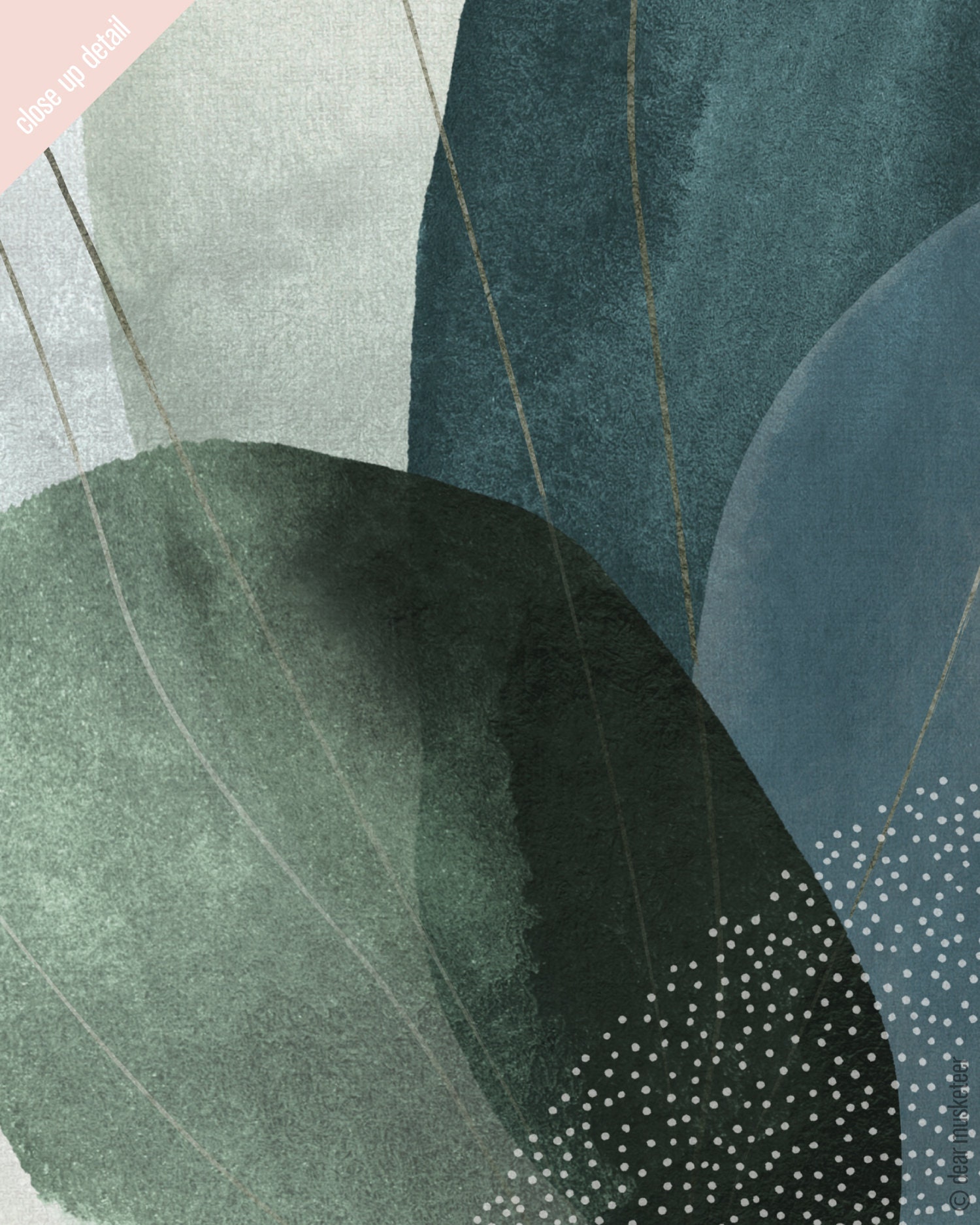 Painted Shapes Green and Blue A1 or A2 Art Print Modern Minimalist ...