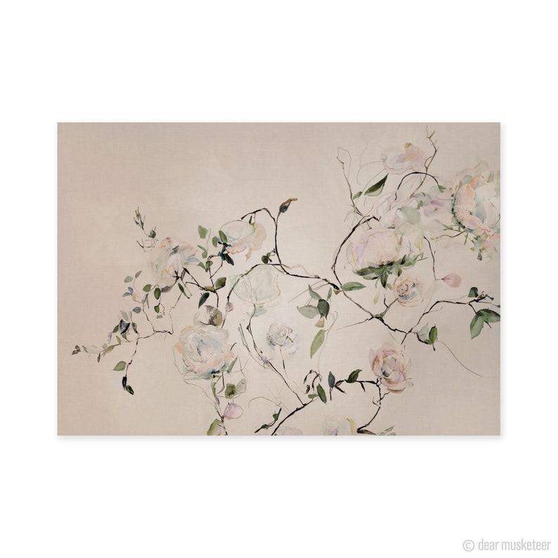 Pastel Vine Art Print, Abstract Flowers, Modern and Minimal Floral Art ...
