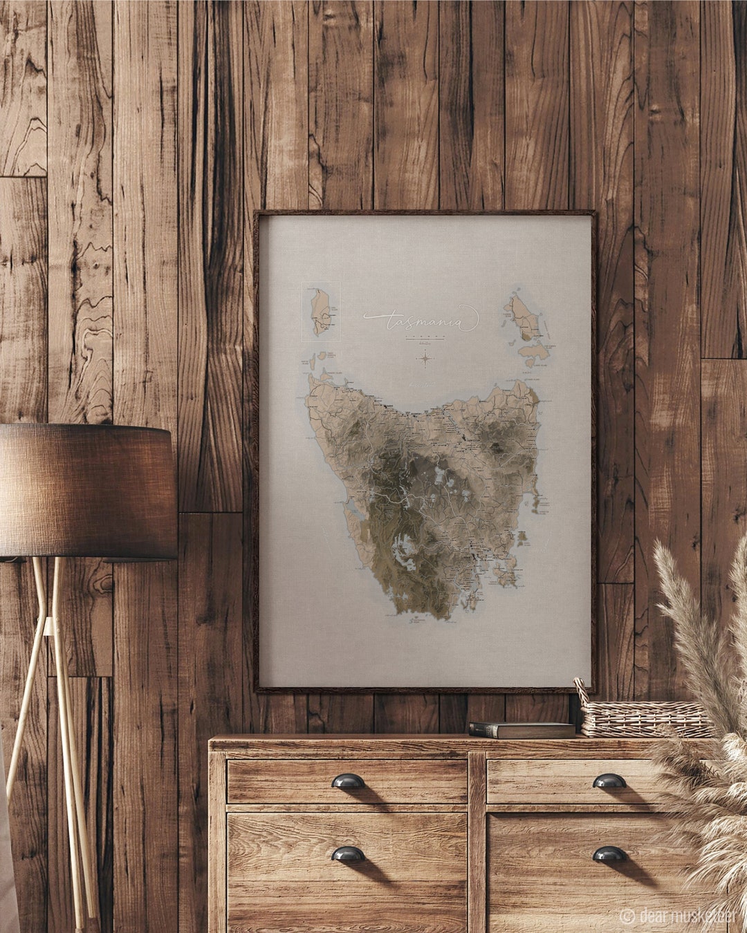 Tasmanian A1 Art Map, Tasmania Art Print, Australia, Topography, Large ...
