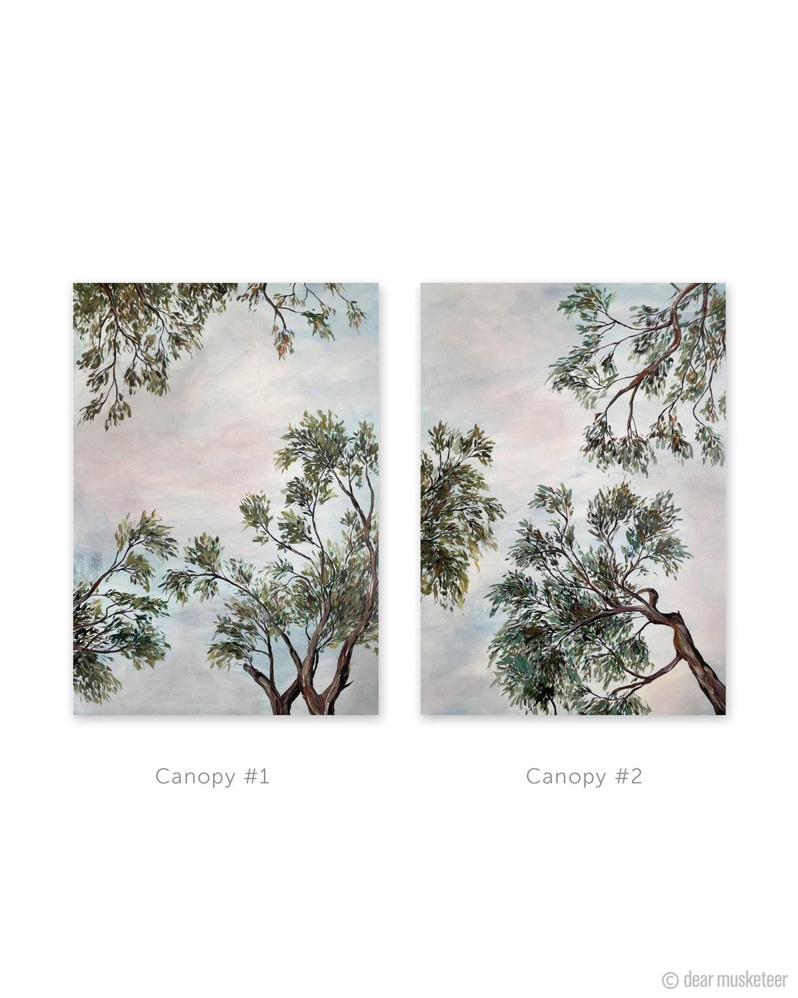 Scrubby Corner Canopy Art Print Pair, Blue and Green Gumtree Art ...