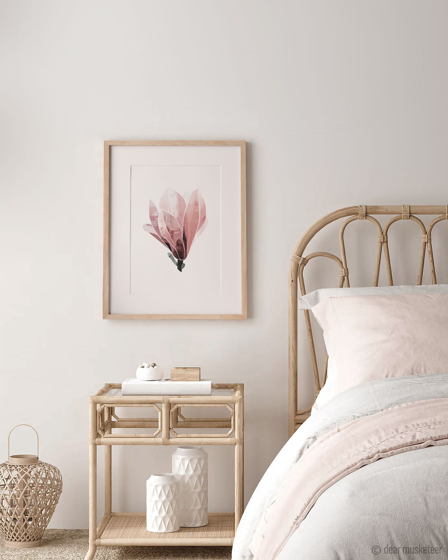 Magnolia Painted Abstract Art Print, Abstract Pinks, Floral Plant ...