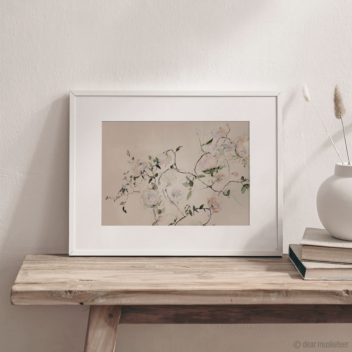Pastel Vine Art Print, Abstract Flowers, Modern and Minimal Floral Art ...