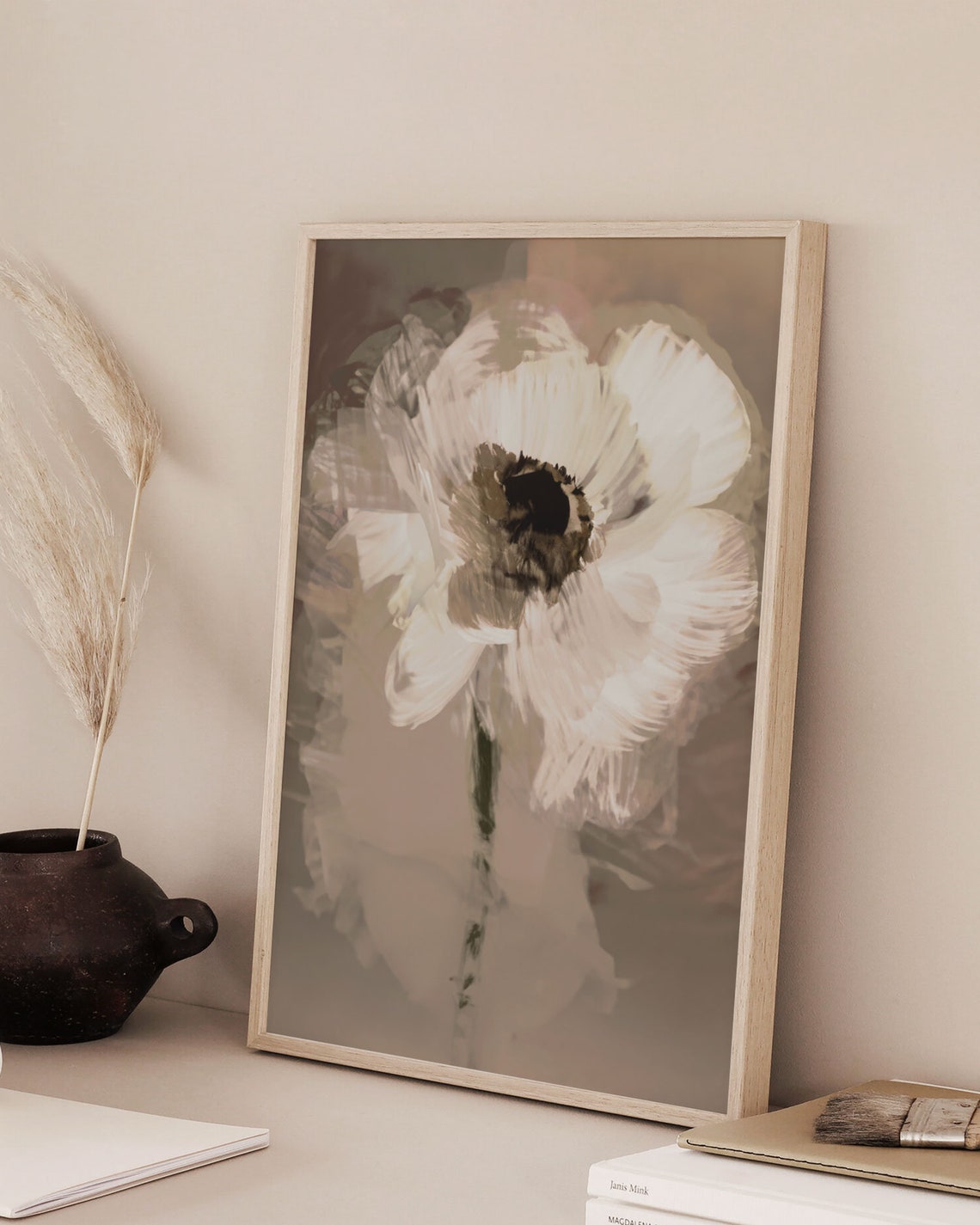 Muted Daisy Art Print, Beige Flower Art, Floral Print, Giclee - Etsy