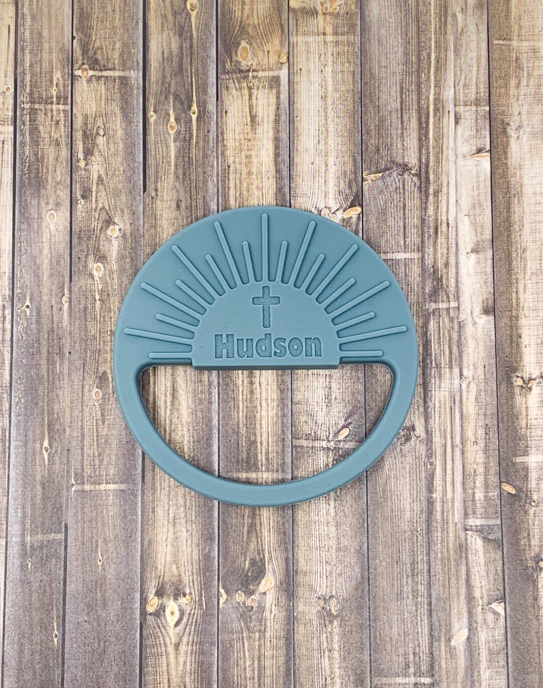 Boho Sun Silicone Baby Teether Custom Personalized Engraved Cross ...