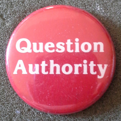 Unworn Retro 80s question Authority BUTTON in | Etsy