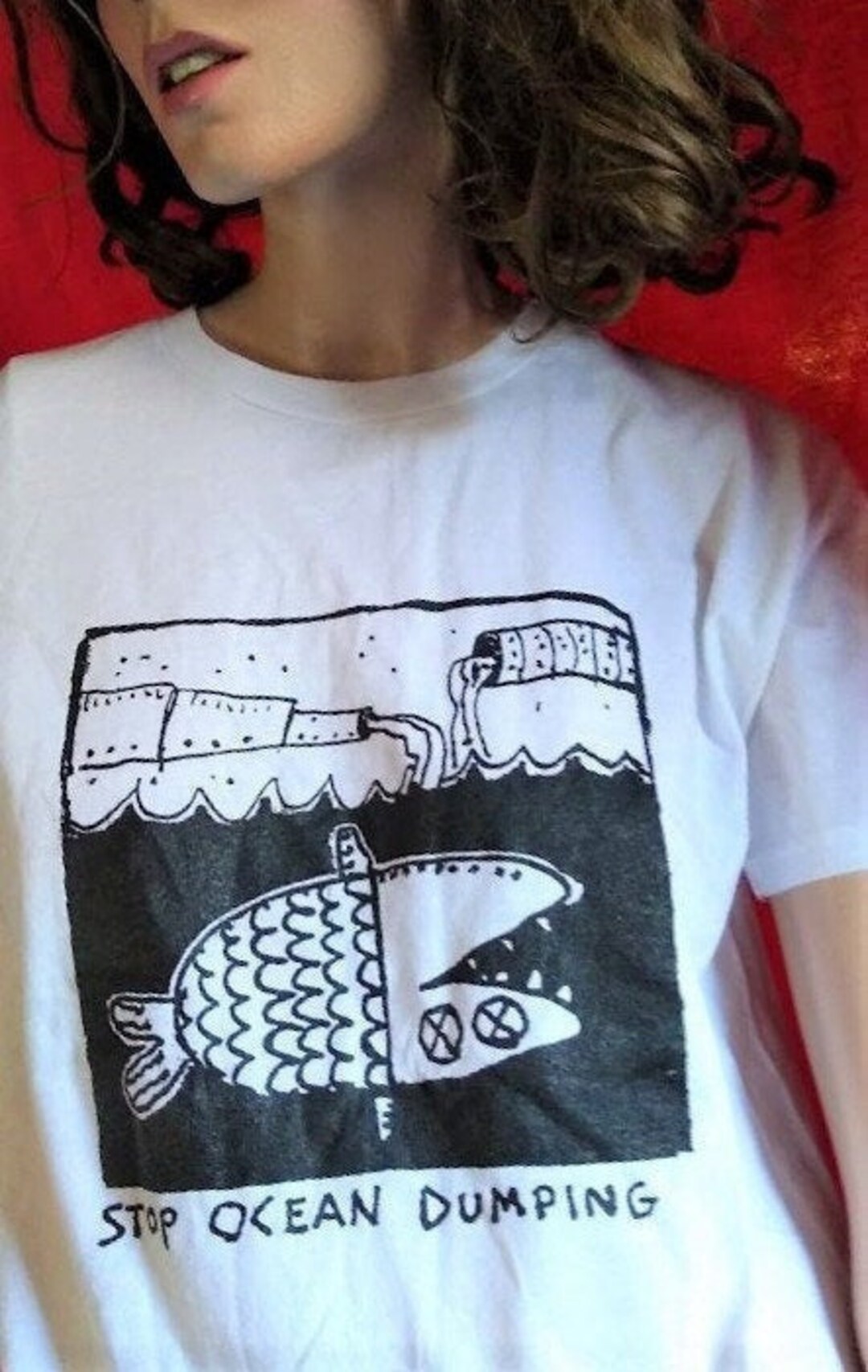 Retro 1980s stop Ocean Dumping T-shirt Unworn Earth Day Ecological ...