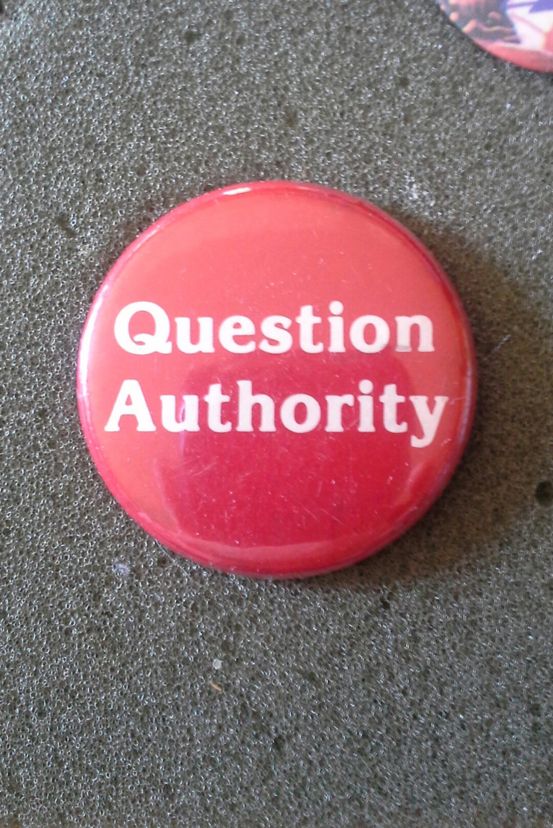 Unworn Retro 80s question Authority BUTTON, in Like New Condtion - Etsy