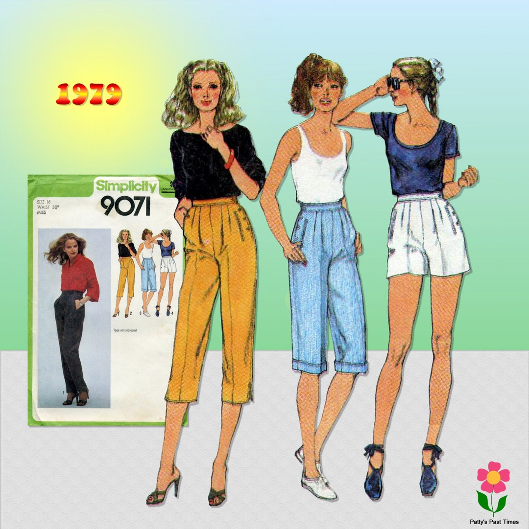 Simplicity 9071, Vintage Late 1970s, Misses' Long Pants, Long Shorts or ...