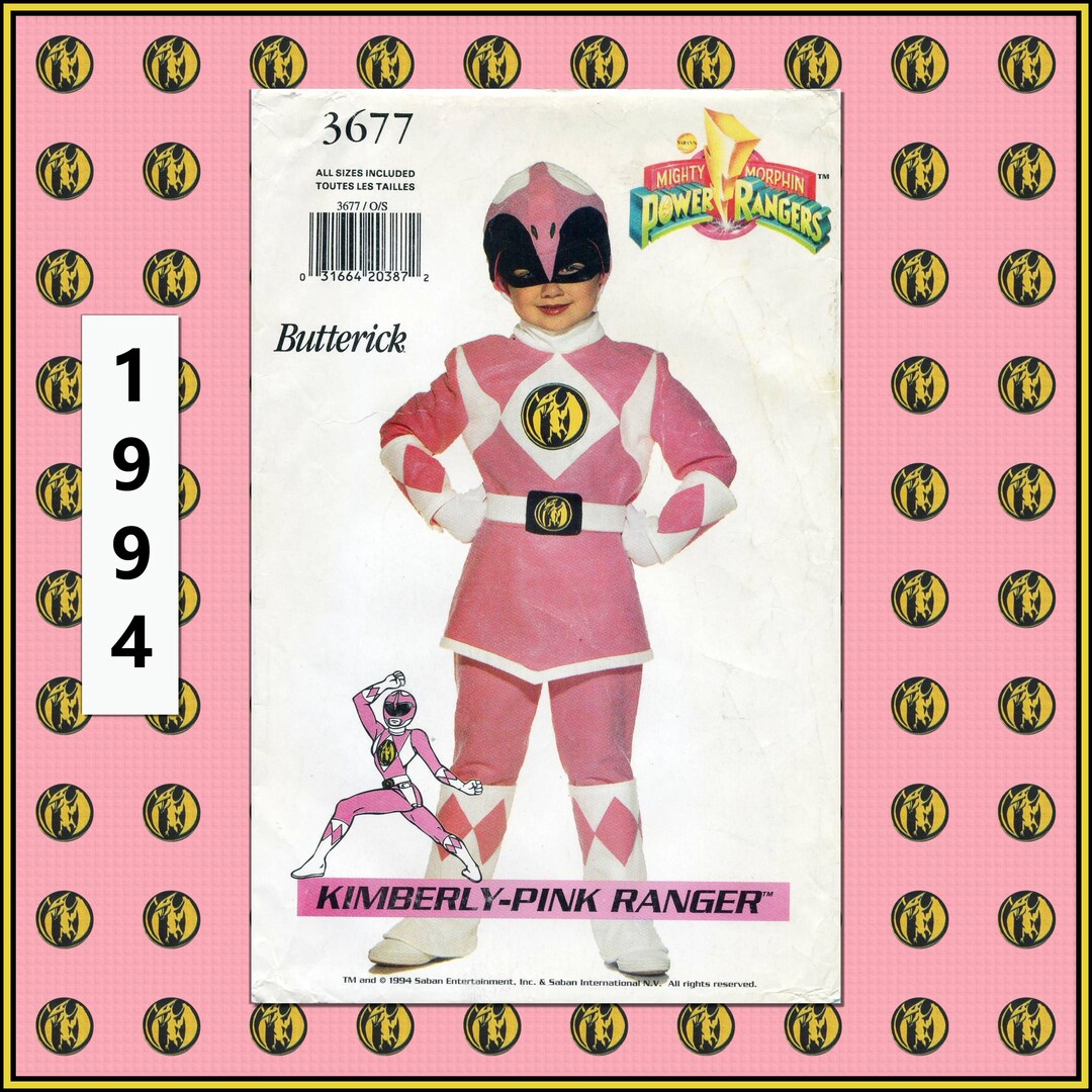 Vintage 90s Power Ranger Costume Sewing Pattern: Butterick 3677, Child ...