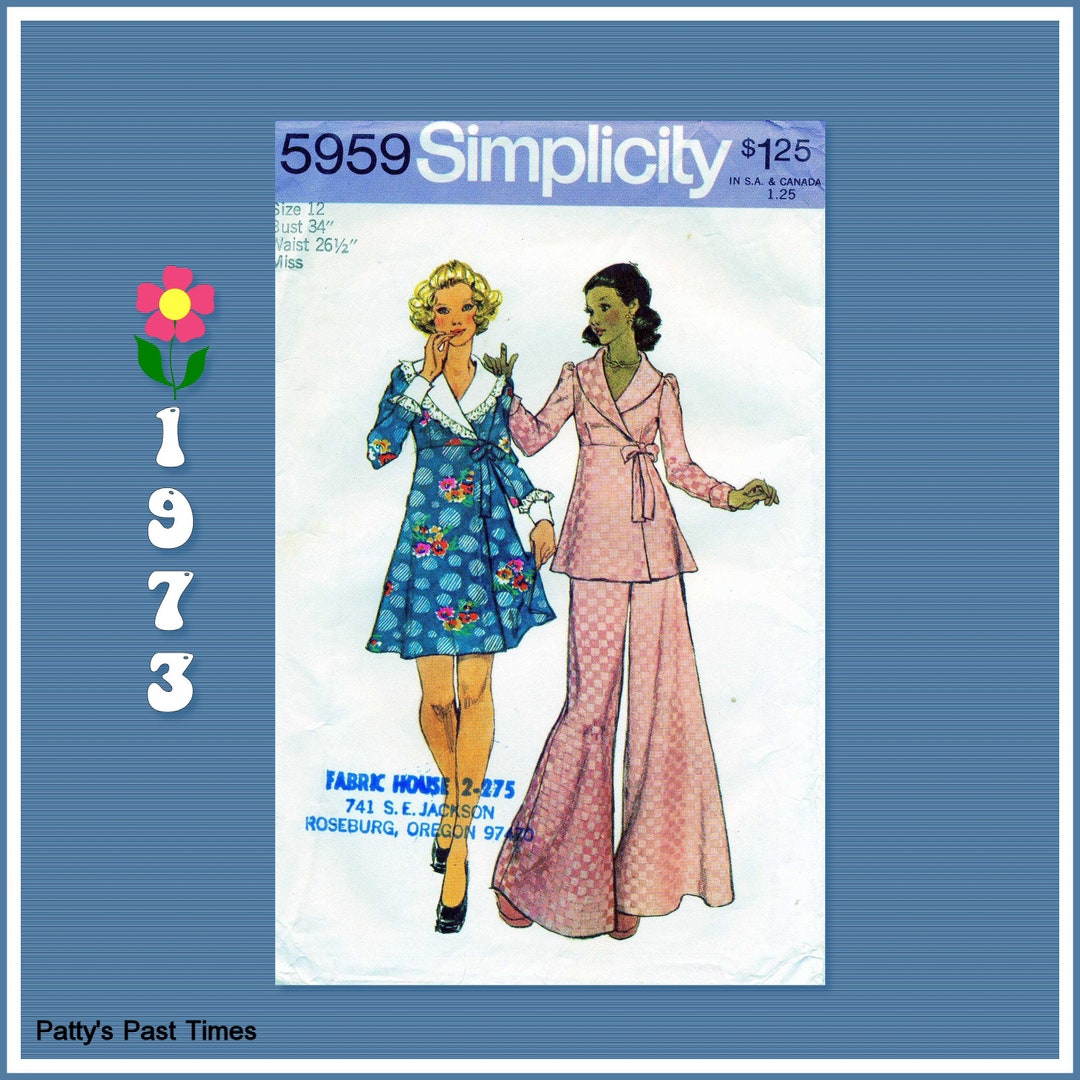 Simplicity 5959 Front-wrap Short Dress or Wrap Top With Wide Collar and ...