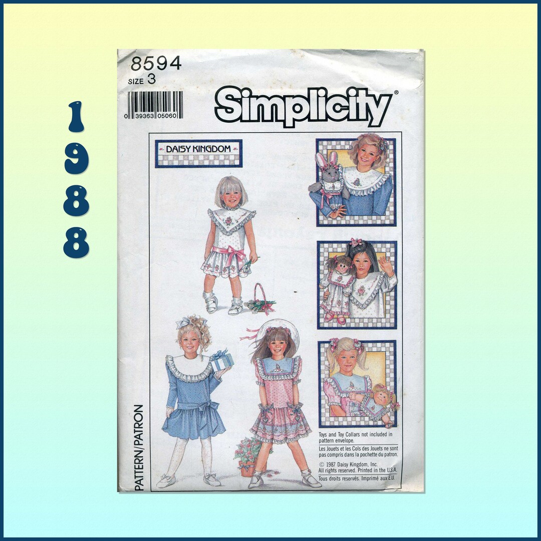 Vintage 1980s Simplicity 8594 Daisy Kingdom Dress Sewing Pattern ...