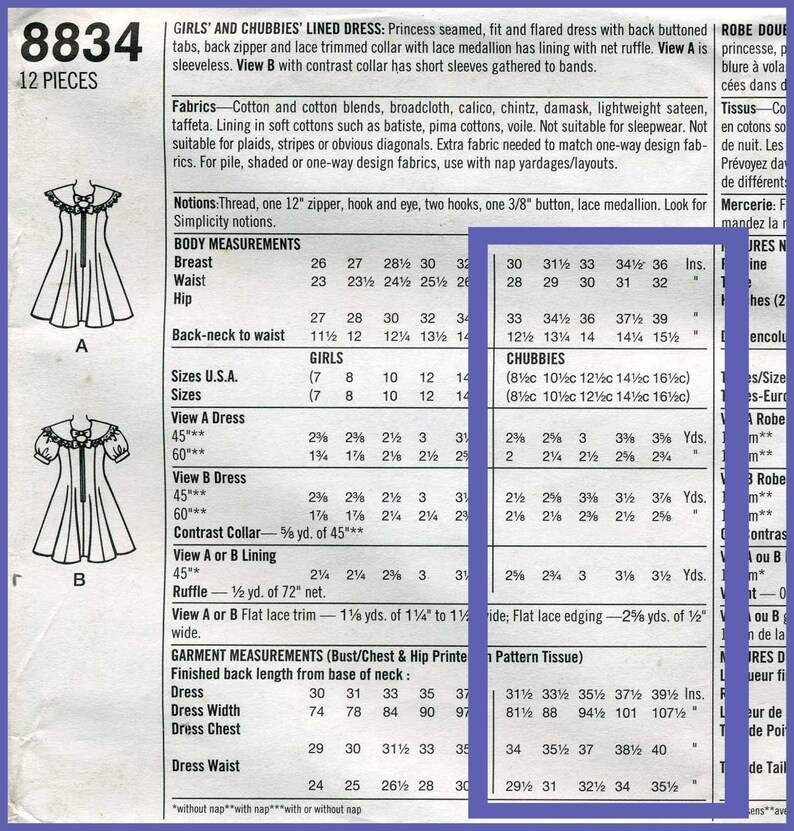 Jessica Mcclintock Dress Sewing Pattern: Simplicity 8834, Girl Size 8 ...